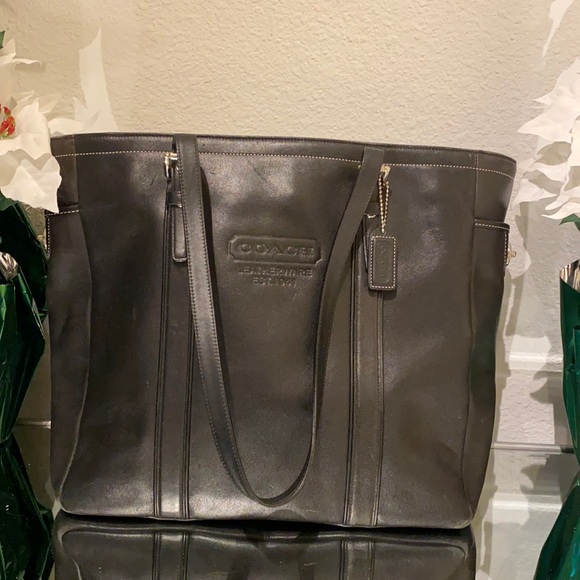 Coach | Bags | Coach Large Black Leather Tote | Poshmark